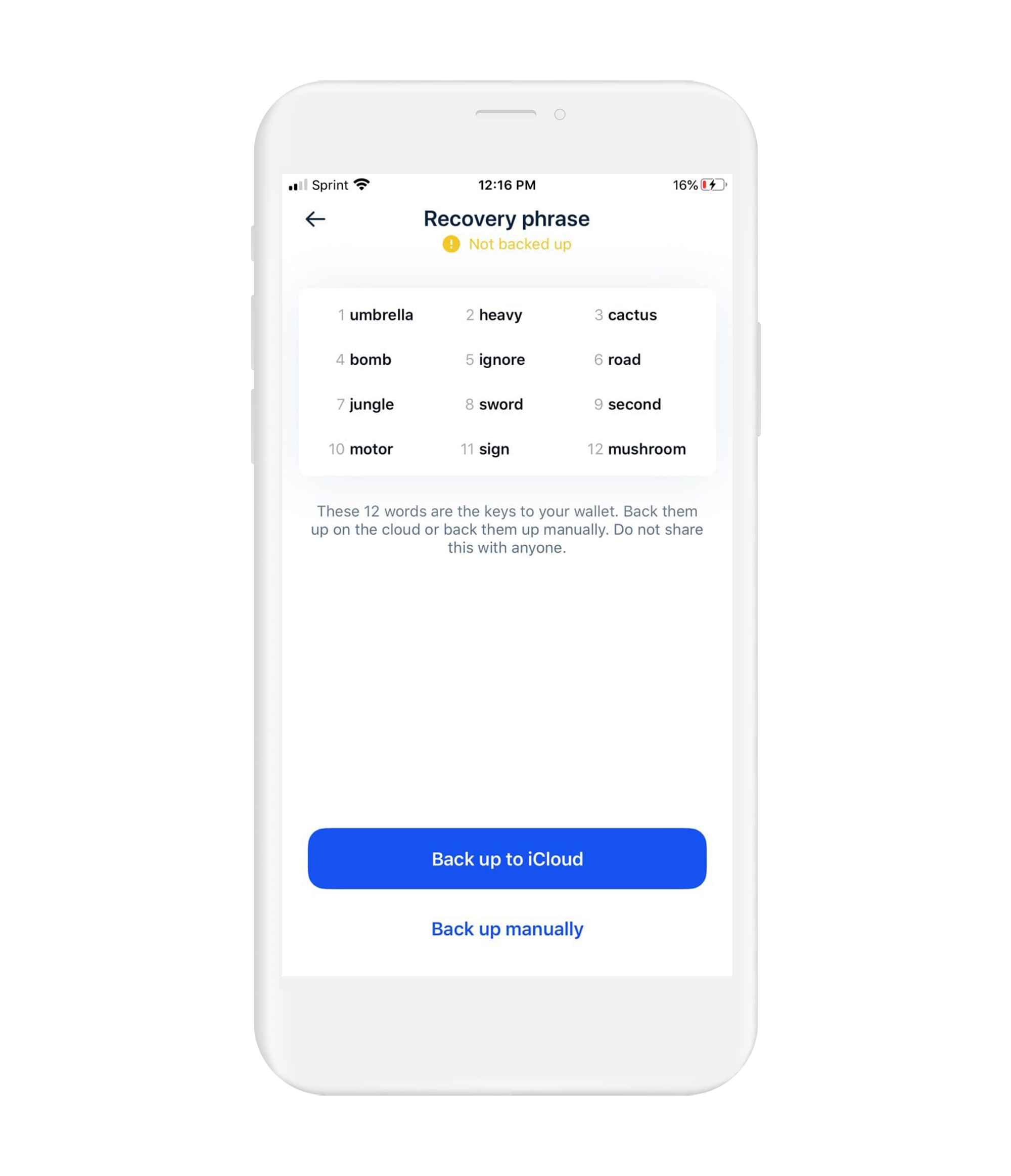 6. Initialize or import recovery phrase - Vault12