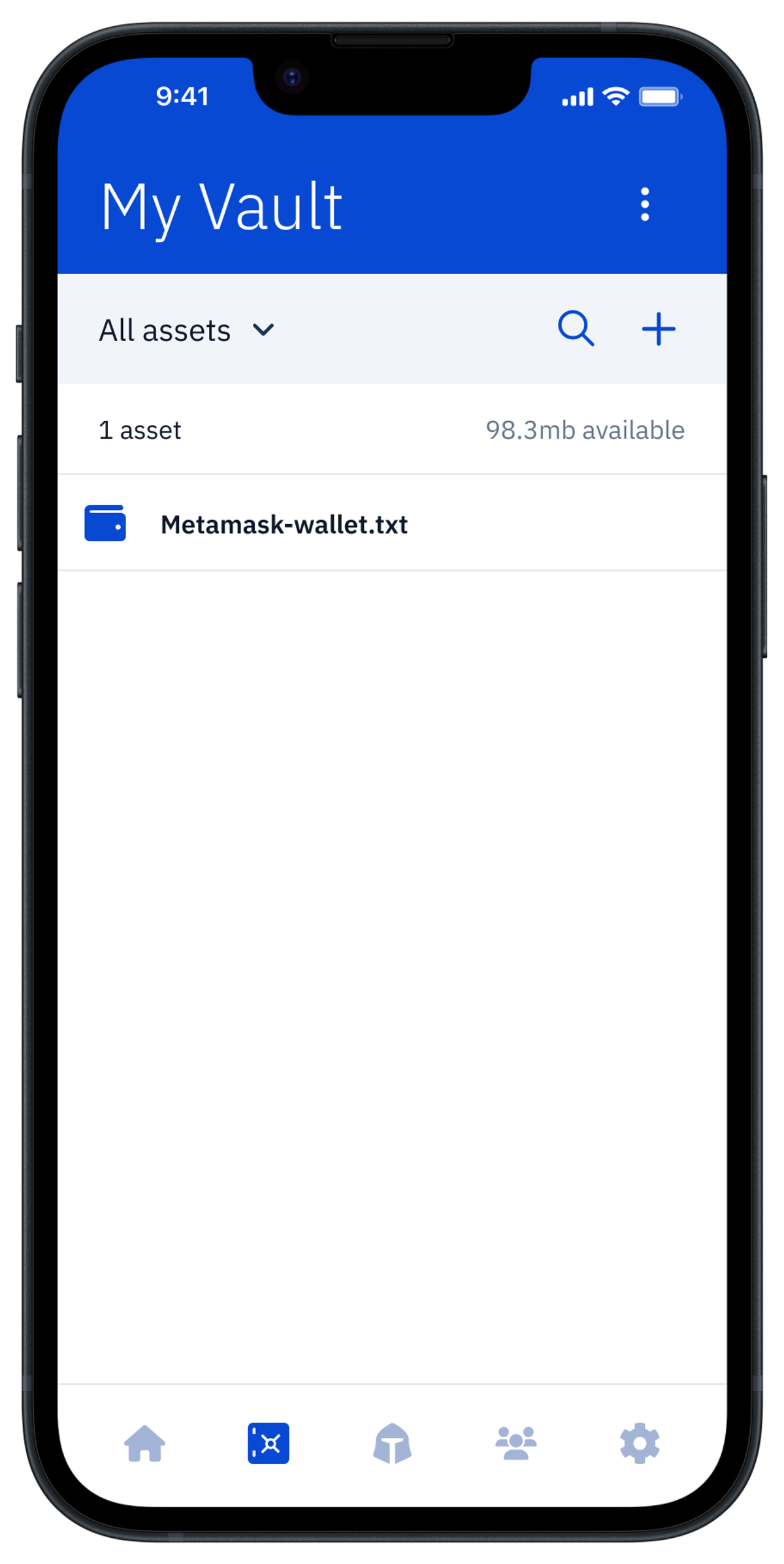 "My Vault" with added Asset - Vault12